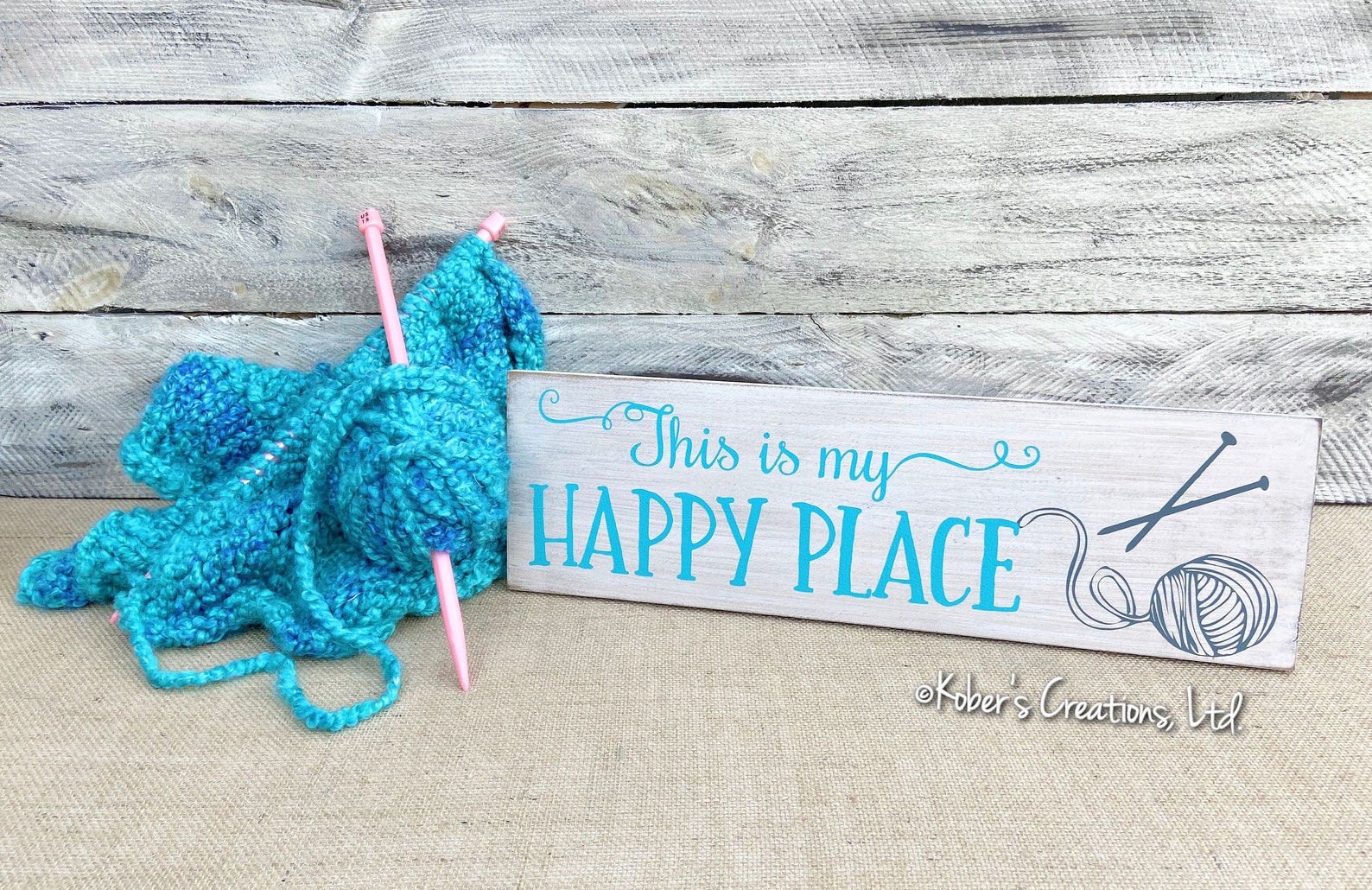 This is My Happy Place Sign Custom Knitting Sign Craft Room | Etsy