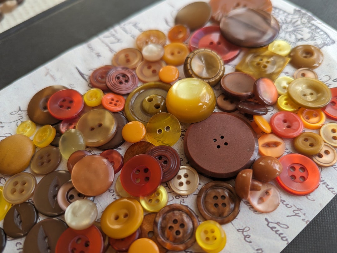 Autumn Inspired Vintage Button Collection, 90 Vintage Buttons in Orange ...