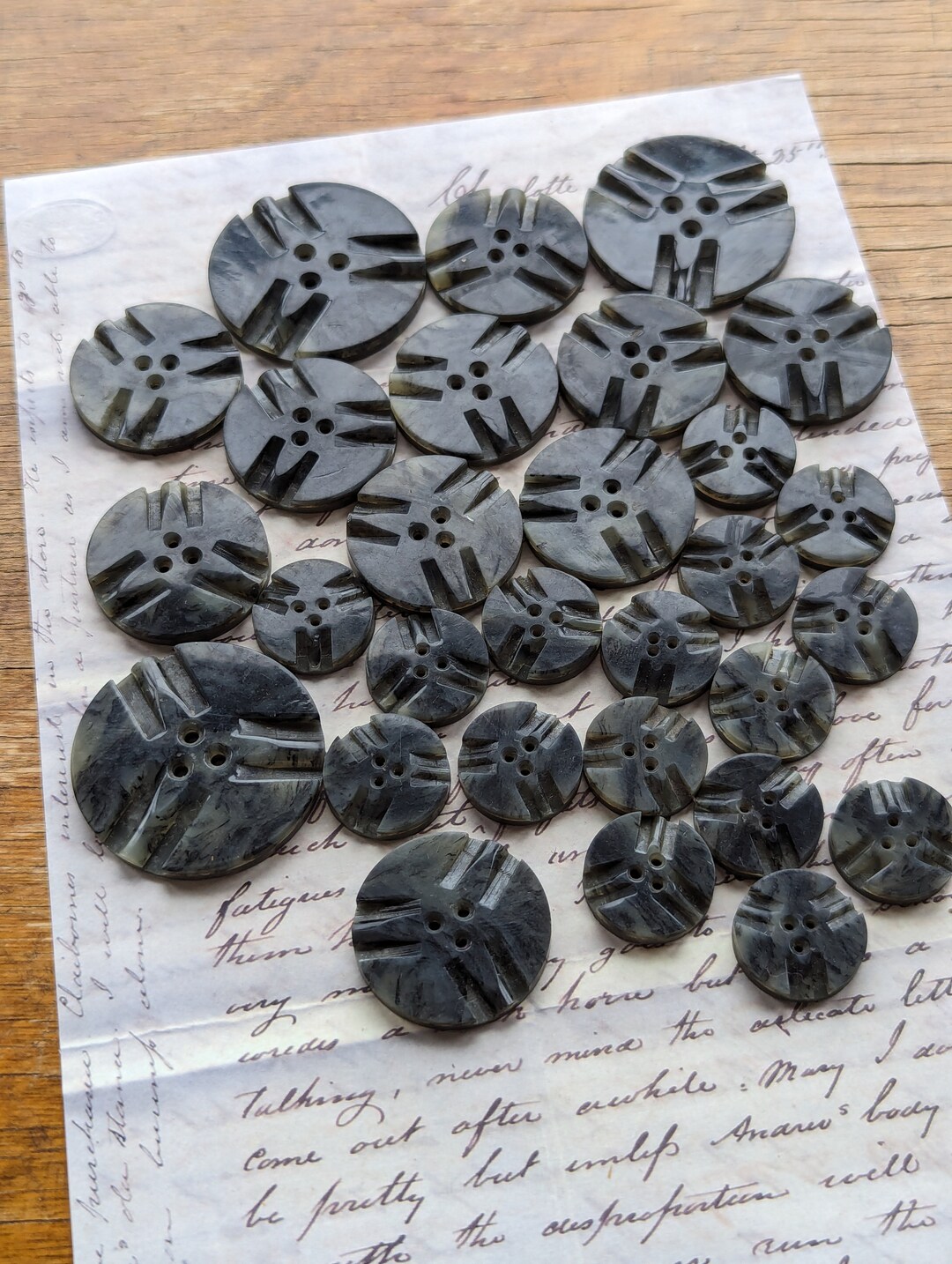 Art Deco 1930s Buttons X 29 in 3 Sizes. Laminated and Carved Early ...
