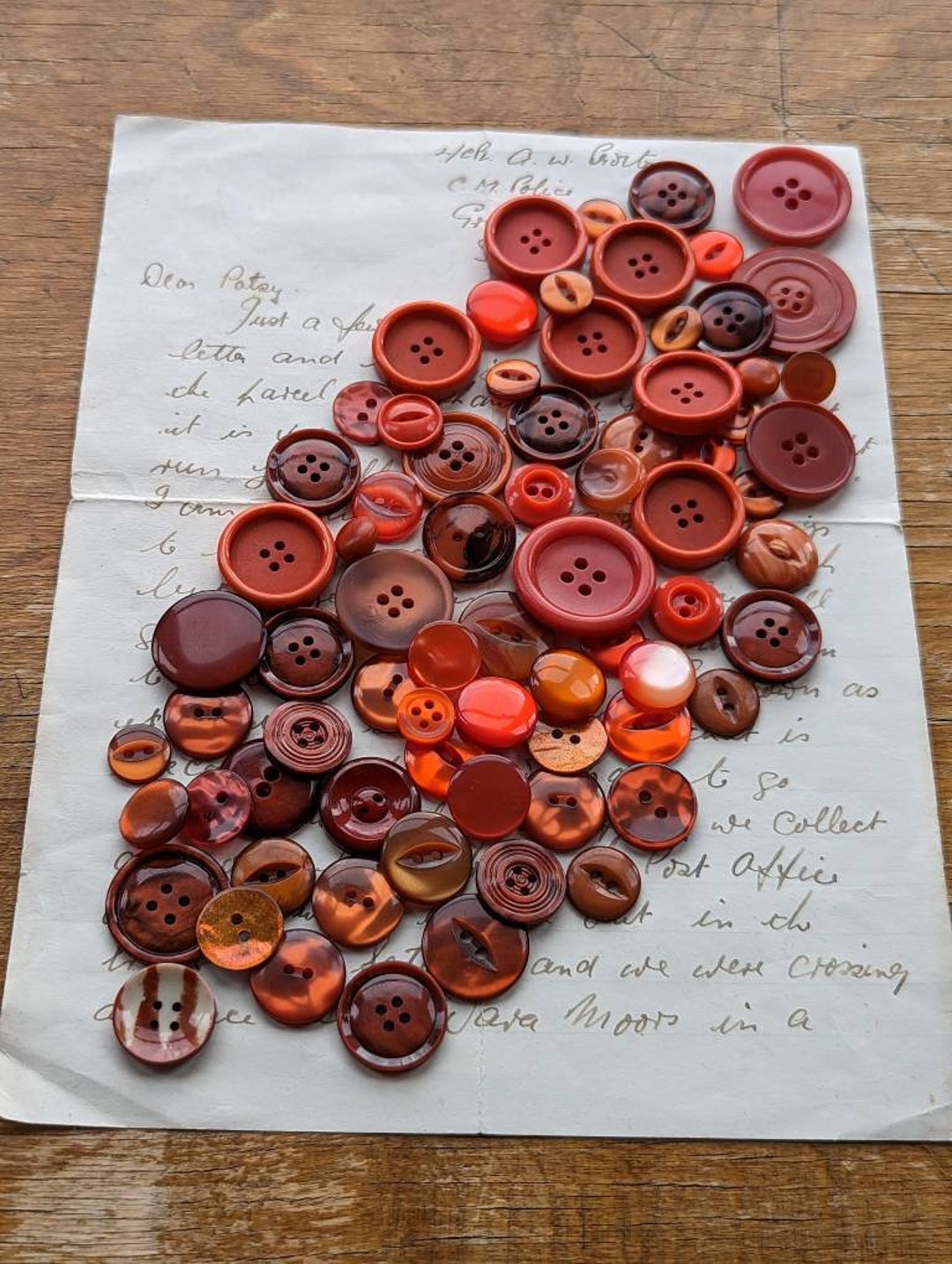 Autumn Inspired Vintage Button Collection, 70 Vintage Buttons in Orange ...