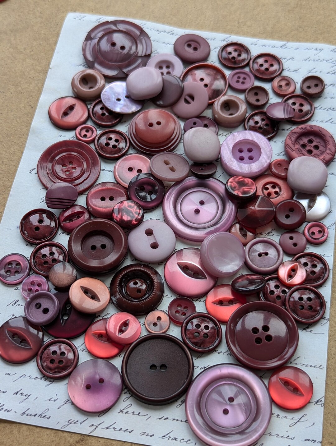 80 Lovingly Selected Vintage Plastic Buttons in Maroon, Plum and ...