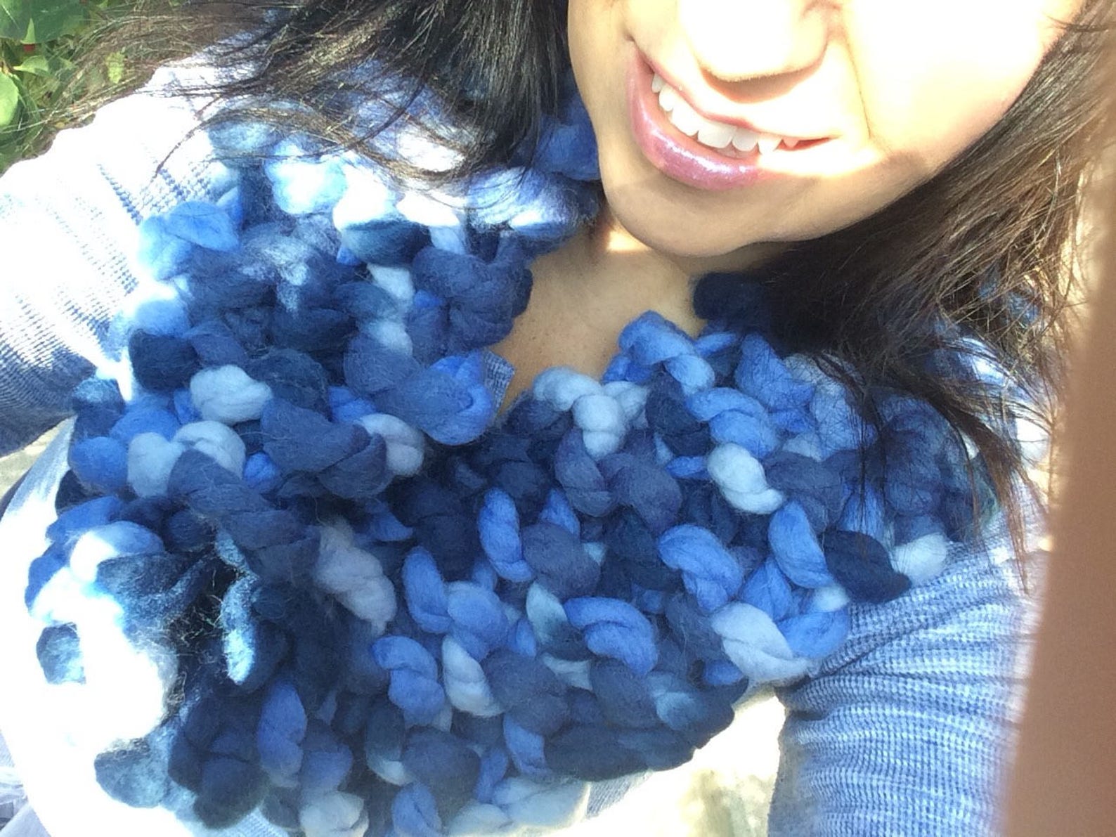 Infinity Cowl, Blue Infinity Scarf, Multi Shades of Blue Scarf, Blue ...