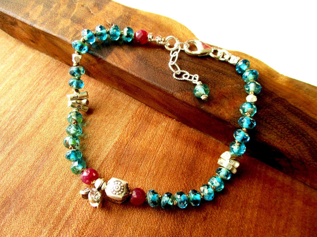 Ruby Capri Faceted Genuine Rubies Thai Silver Czech Glass - Etsy