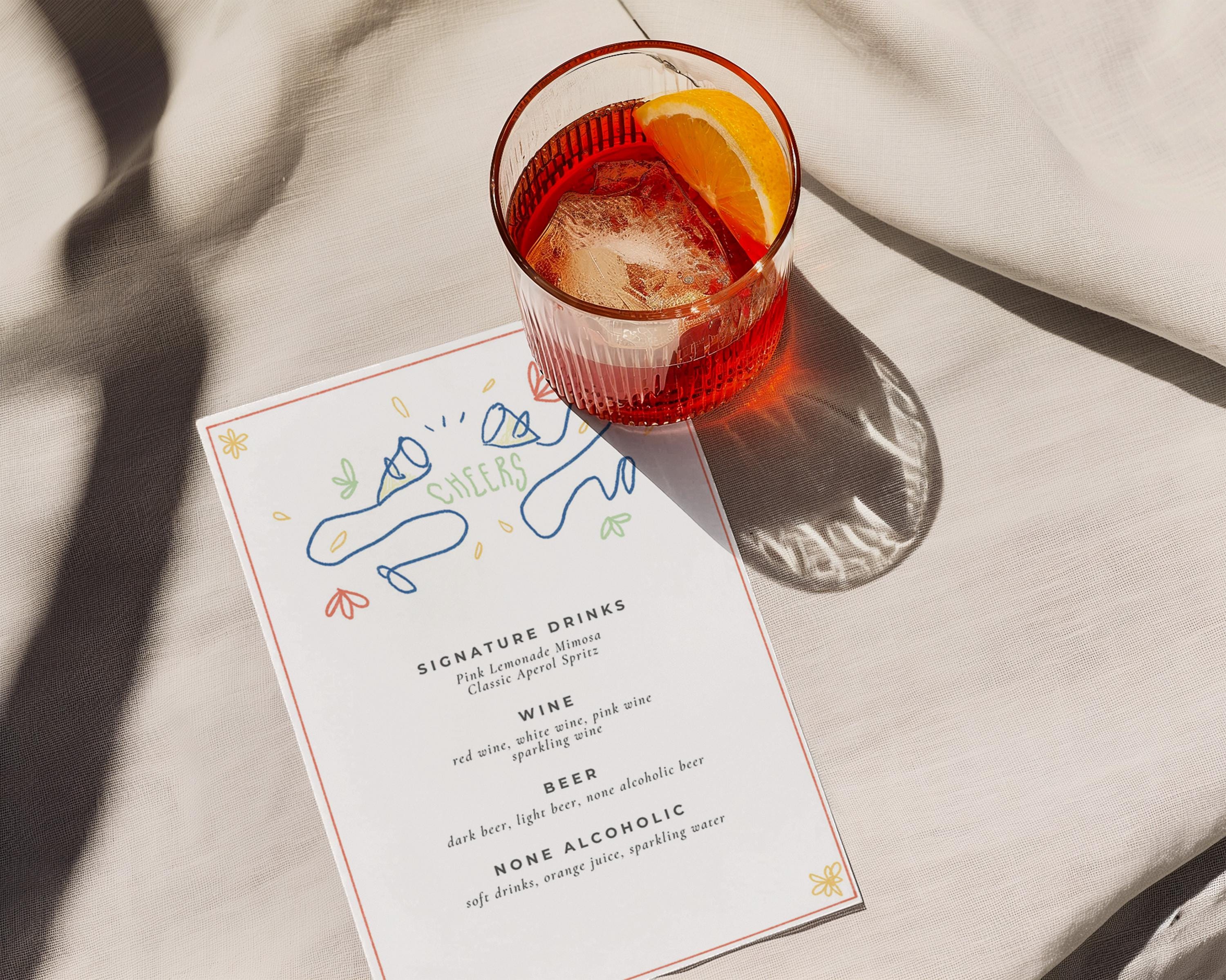 Hand Drawn Bar + Drinks Menu Template Scribble Illustrations Cute ...