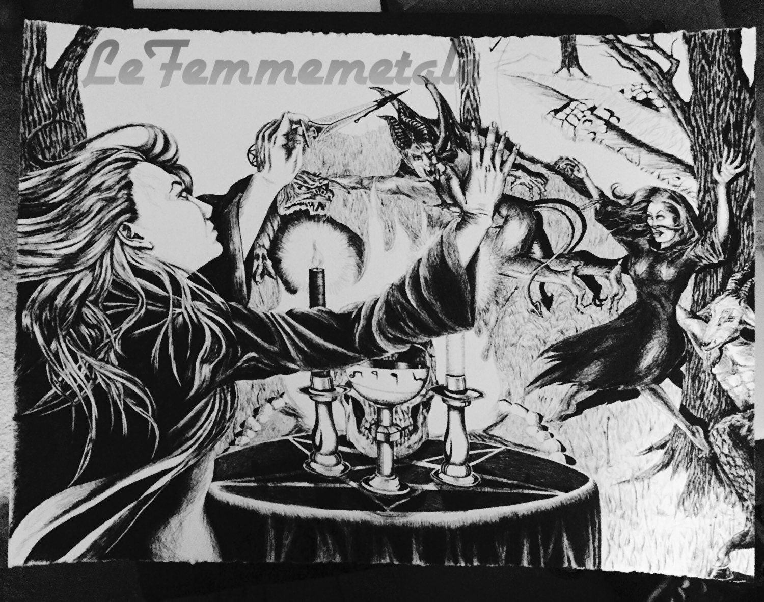 Demon Summoning Witch Dance "come to Sabbath" Ink Original Artwork ...