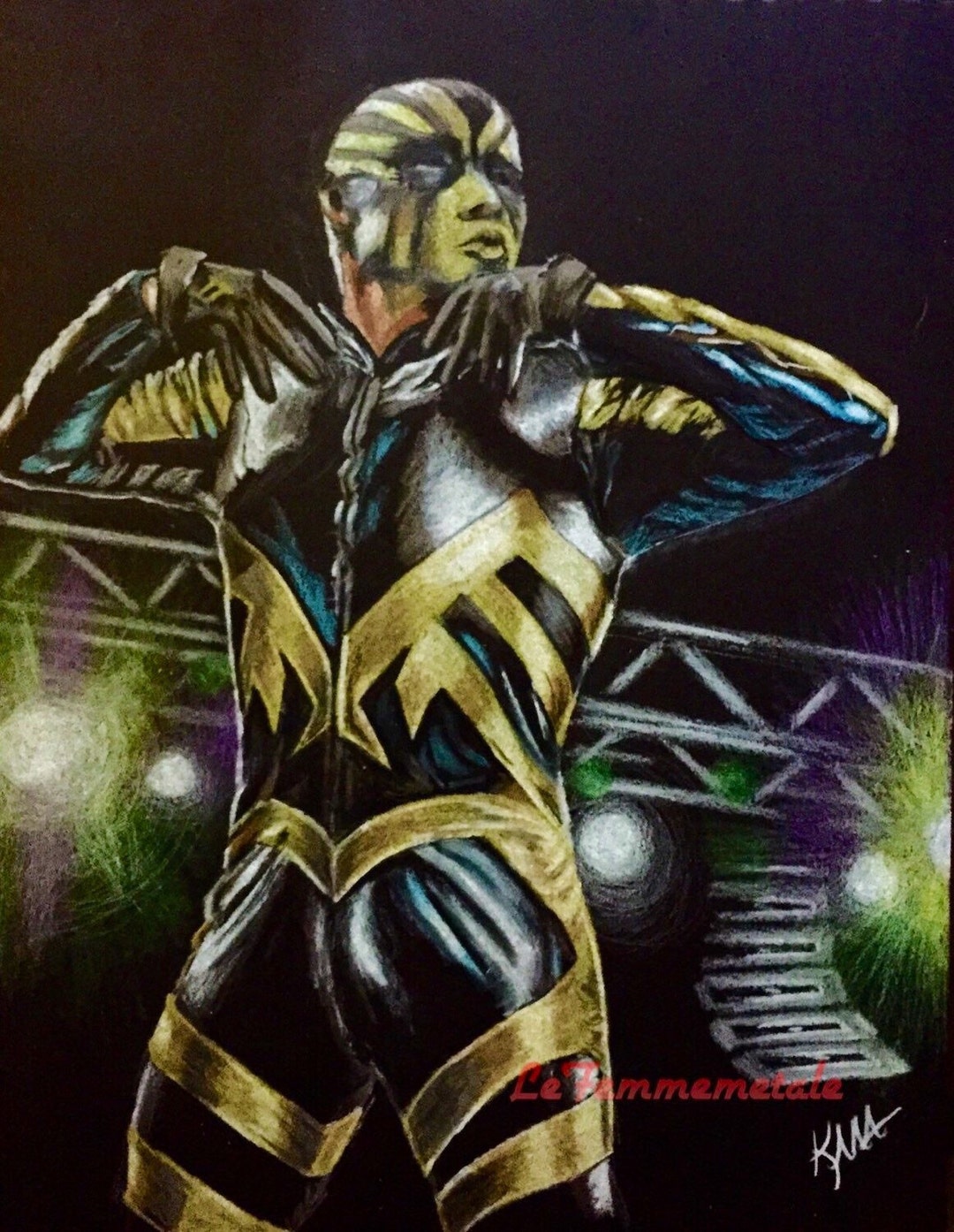 Goldust - Dustin Rhodes Runnels WWF WWE 9x12 Pencil Art Drawing; Hand ...