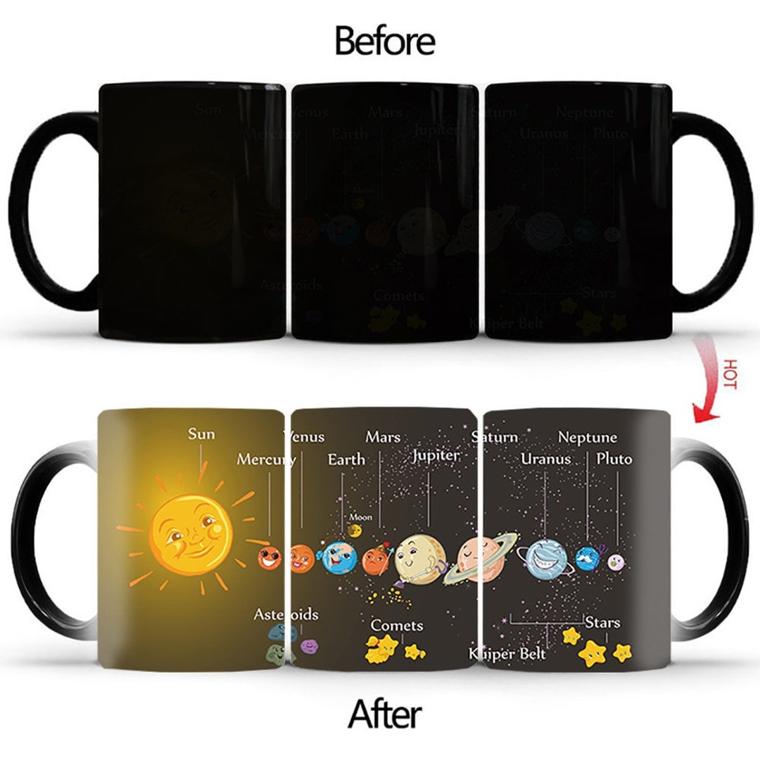 Cartoon Solar System Discoloration Mugs Color Change Cups - Etsy