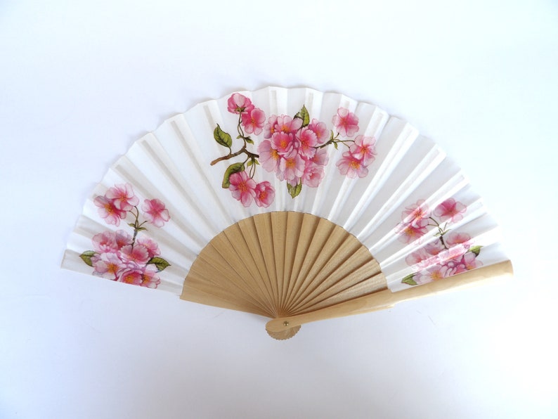 Cherry Blossom Hand Fan Floral Holding Fan Evening or | Etsy