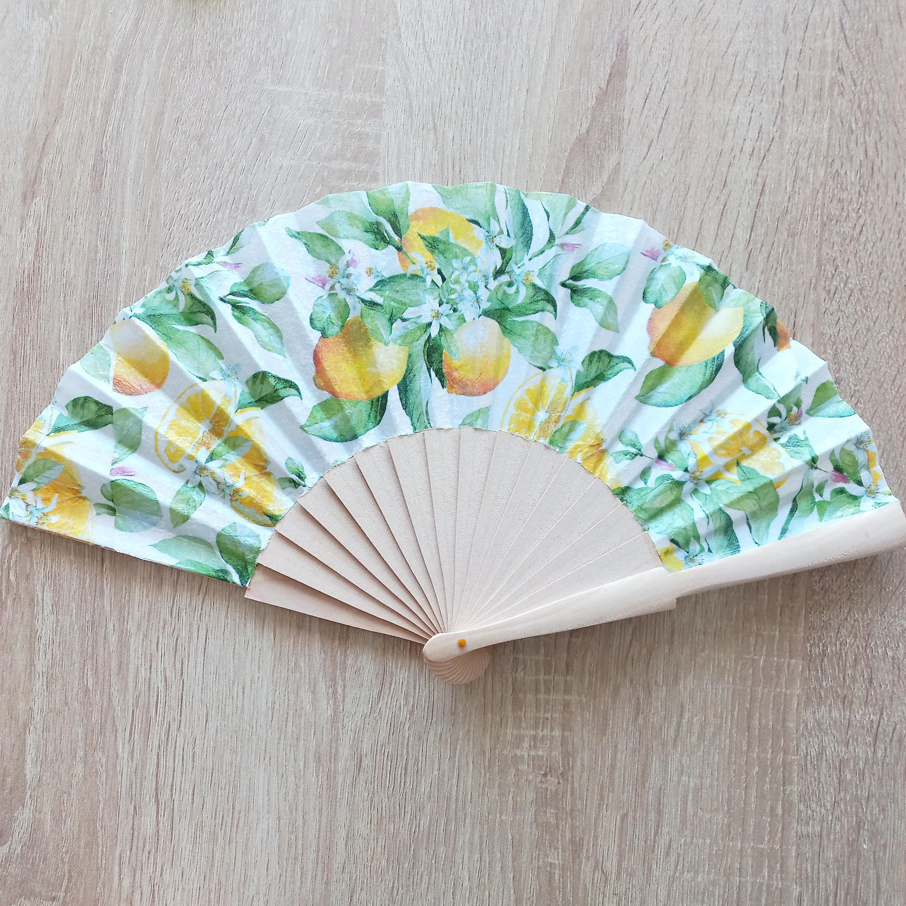 Lemon Hand Fan, Citric Folding Fan, Wedding Hand Fan, Scllop Handheld ...