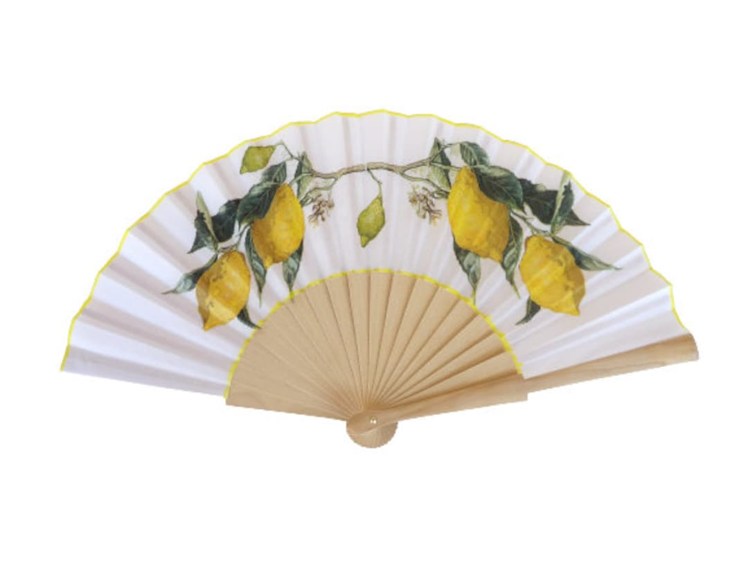 Lemon Hand Fan, Citric Folding Fan, Wedding Hand Fan, Scllop Handheld ...