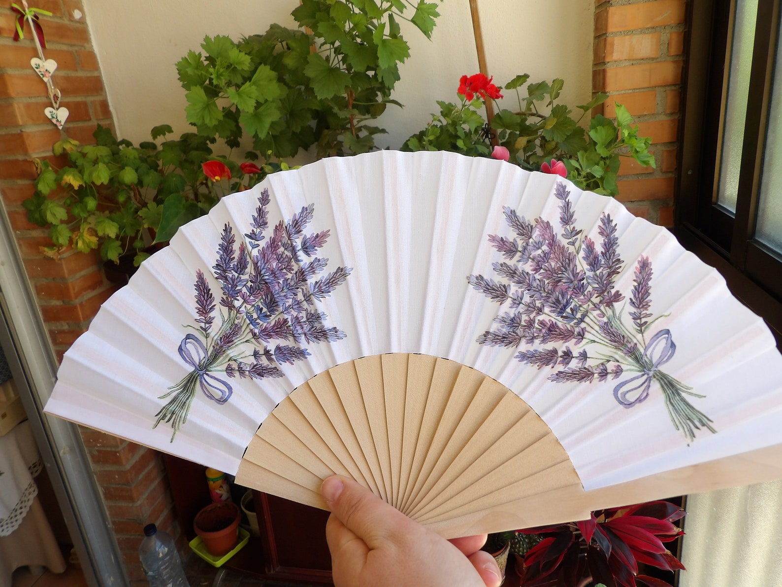Lavender Hand Fan Folding Fan Lavender Bouquet Botanical | Etsy