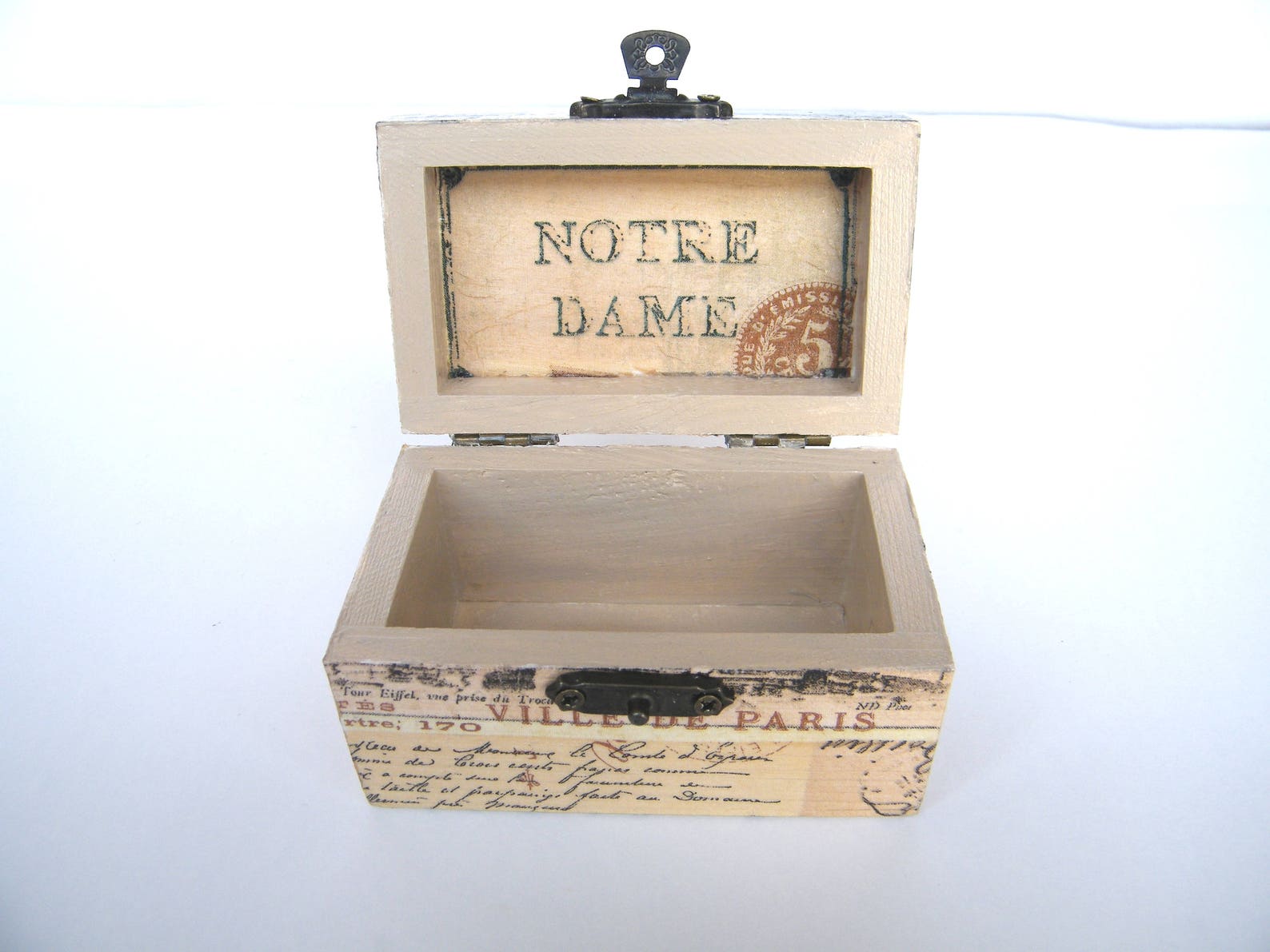 Wooden Keepsake Box Vintage Paris Post Card Trinket Box - Etsy