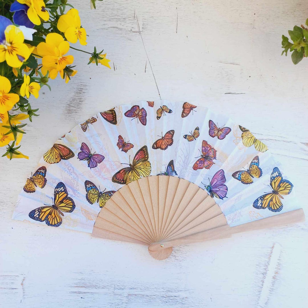 Hand Fan With Butterflies, Holding Fan, Handheld Fan, Spanish Hand Fan ...