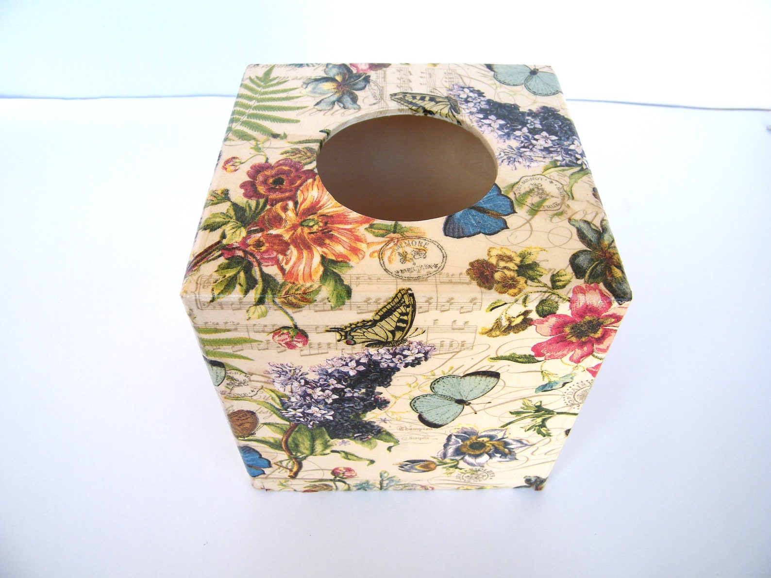Floral Tissue Box Cover, Rectangular Tissue Box, Flat Napkins Box ...