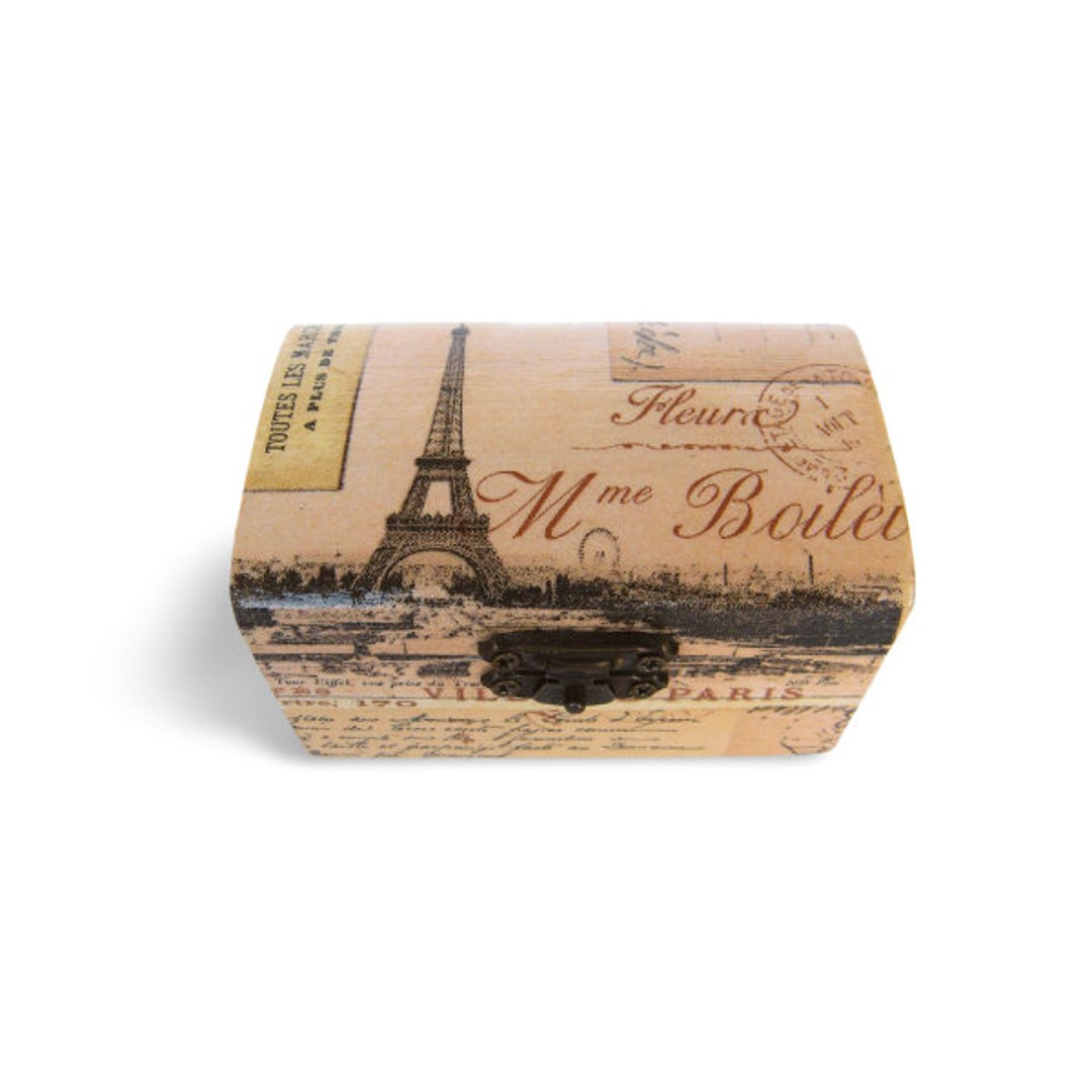 Wooden Keepsake Box, Vintage Paris Post Card, Trinket Box, Small Wooden ...