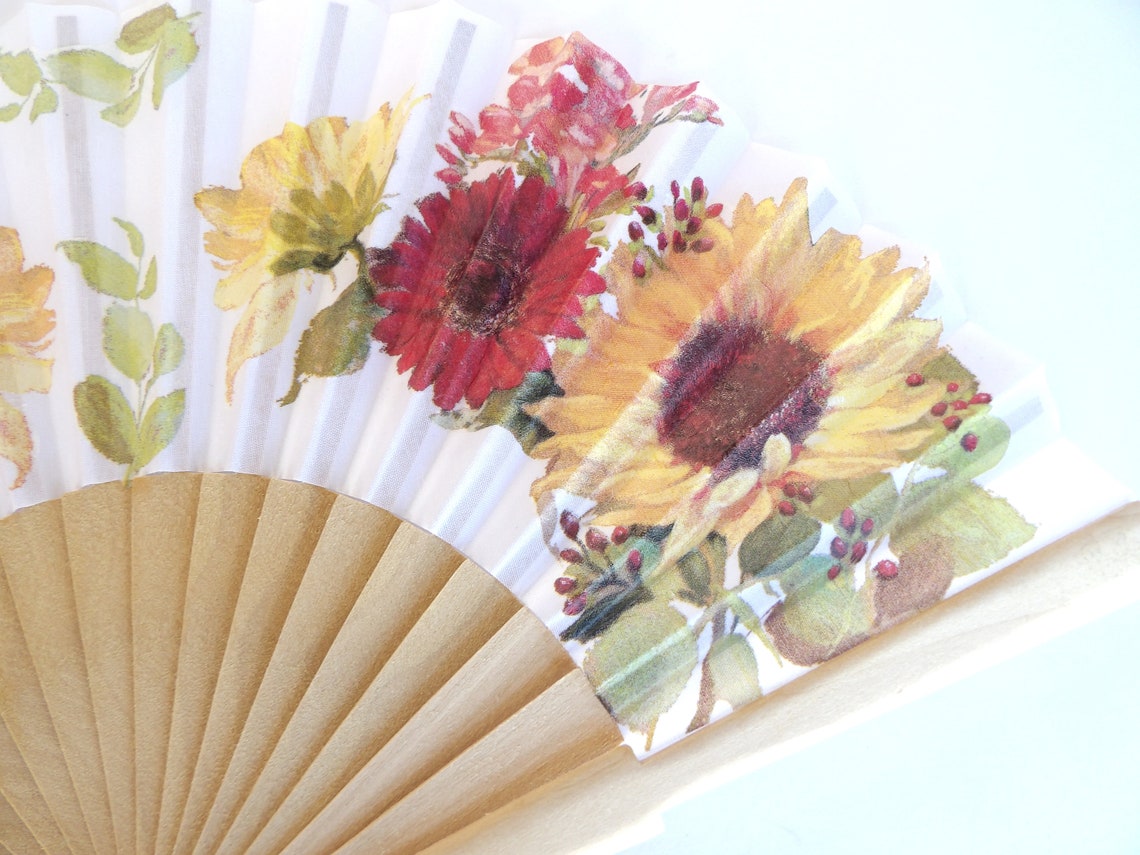 Gerbera Daisy Hand Fan, Sunflower Holding Fan, Evening or Wedding Dress ...