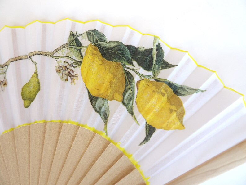 Lemon Hand Fan, Citric Folding Fan, Wedding Hand Fan, Scllop Handheld ...