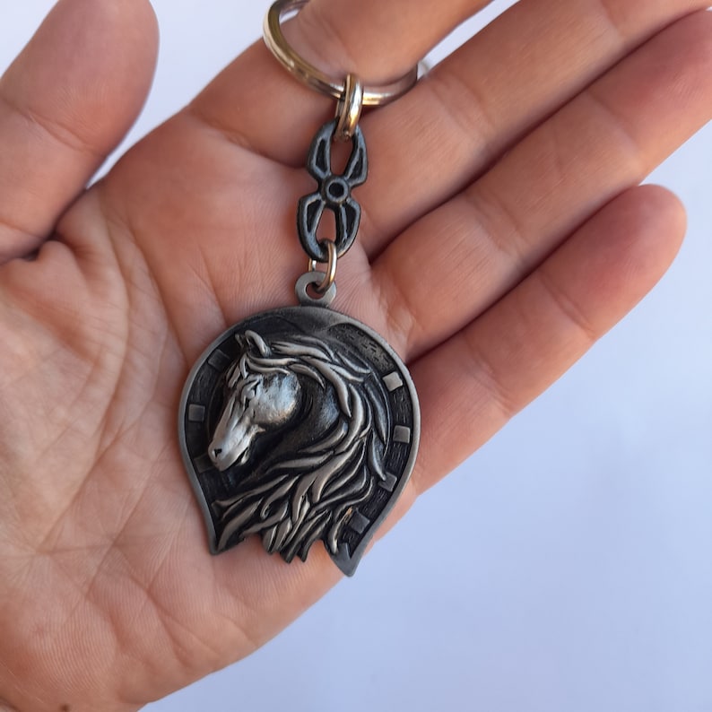 Horse Keychain Horseshoe Keyring Horse Head Charm Lucky - Etsy