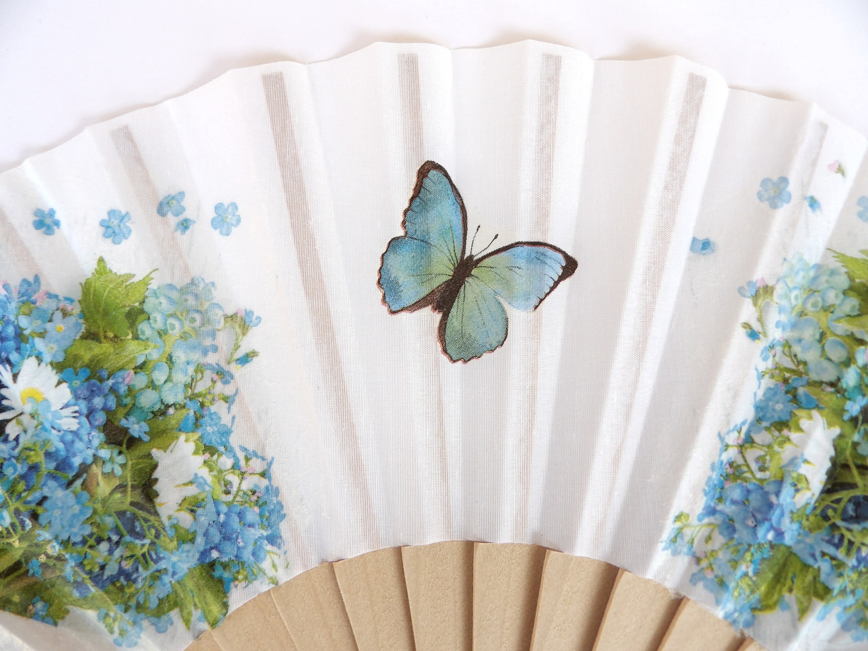 Blue Wild Flowers Holding Hand Fan, Spanish Hand Fan, Contemporary Hand ...
