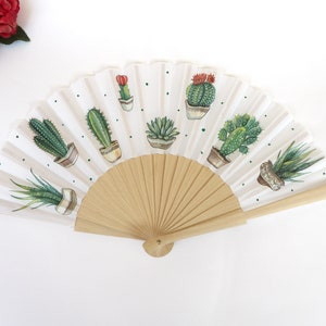 Cactus Hand Fan, Botanical Hand Fan, Suculent Lovers Hand Fan, Floral ...