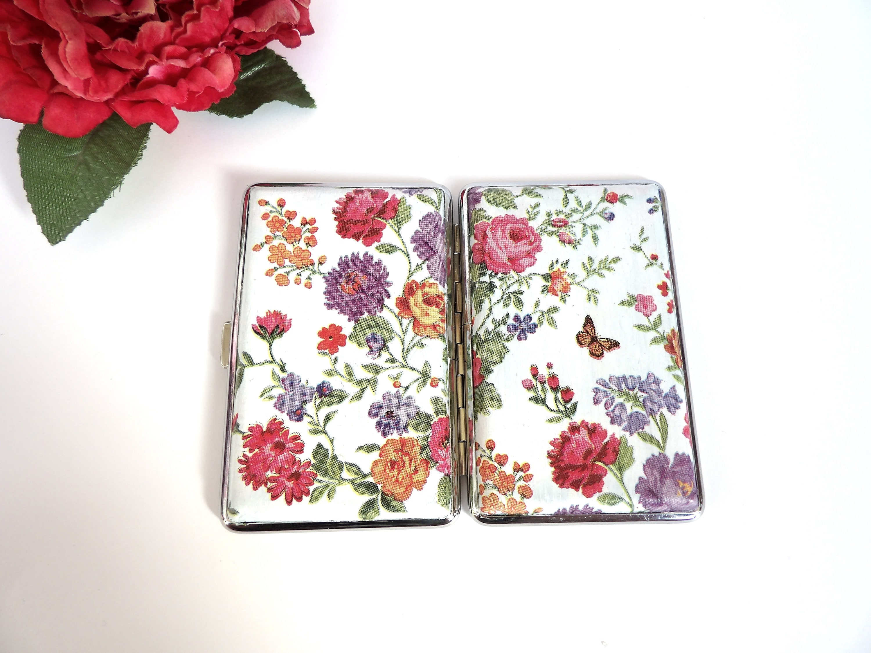 Flower Cigarette Case Slim Cigarette Box Business Card Case | Etsy