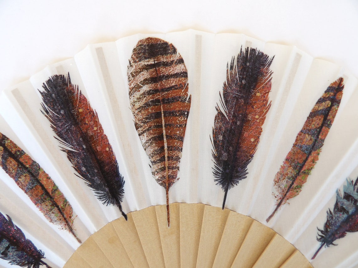 Feathers Hand Fan Birds Holding Fan Handheld Fan Japanese - Etsy