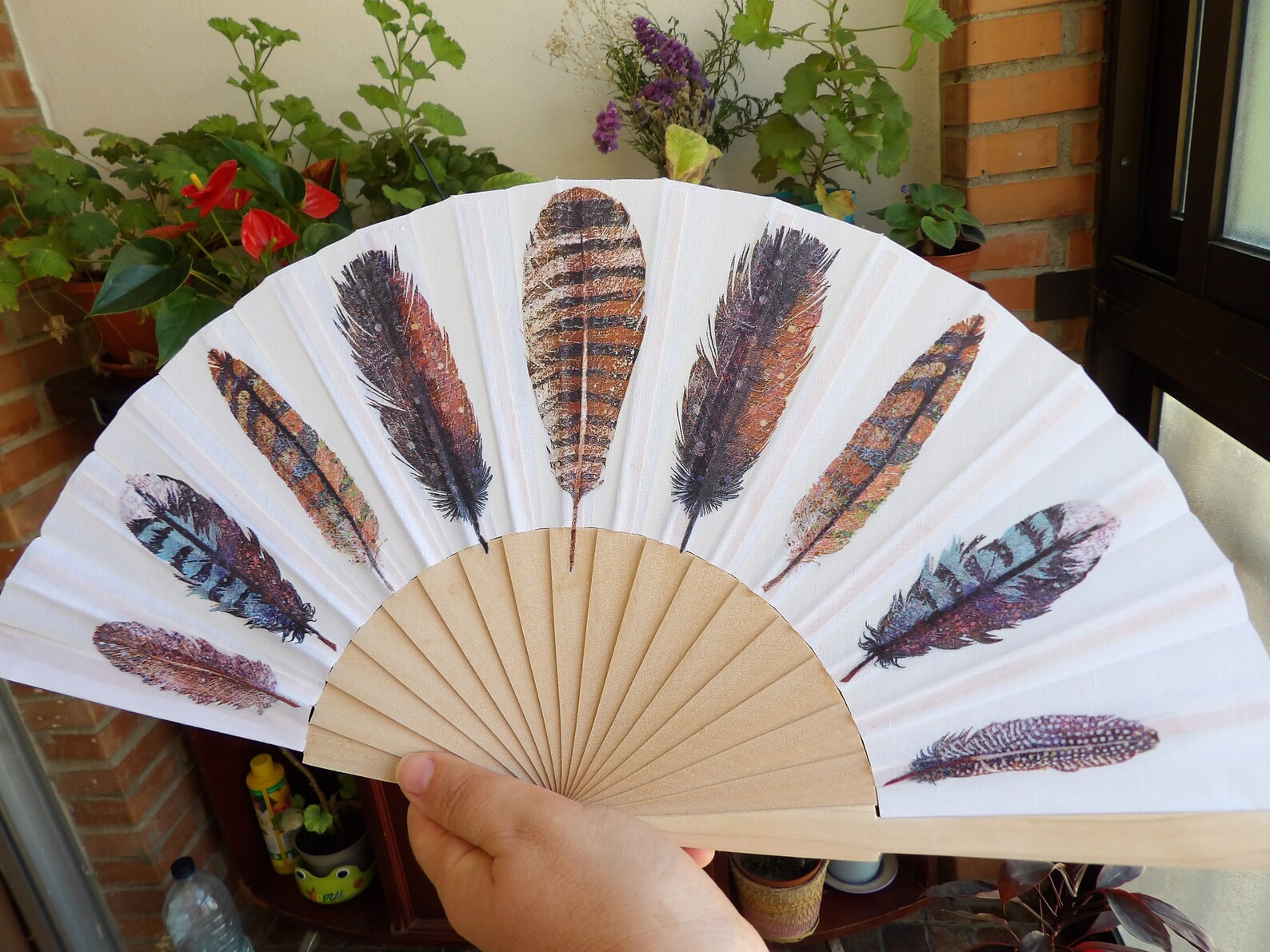 Feathers Hand Fan Birds Holding Fan Handheld Fan Japanese | Etsy