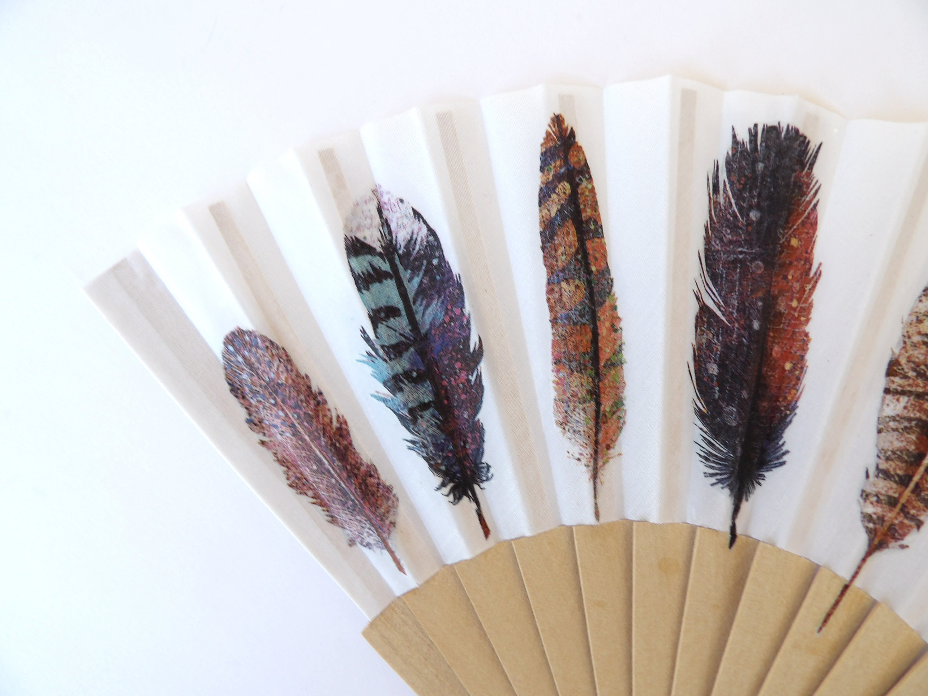 Feathers Hand Fan Birds Holding Fan Handheld Fan Japanese - Etsy