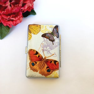 Slim 100 Cigarrette Case With Butterflies, Business Card Case, Gift for ...