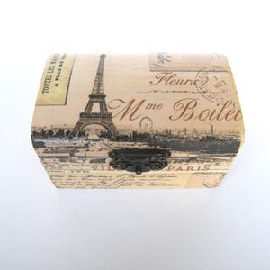 Wooden Keepsake Box, Vintage Paris Post Card, Trinket Box, Small Wooden ...