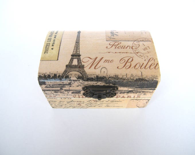 Wooden Keepsake Box, Vintage Paris Post Card, Trinket Box, Small Wooden ...