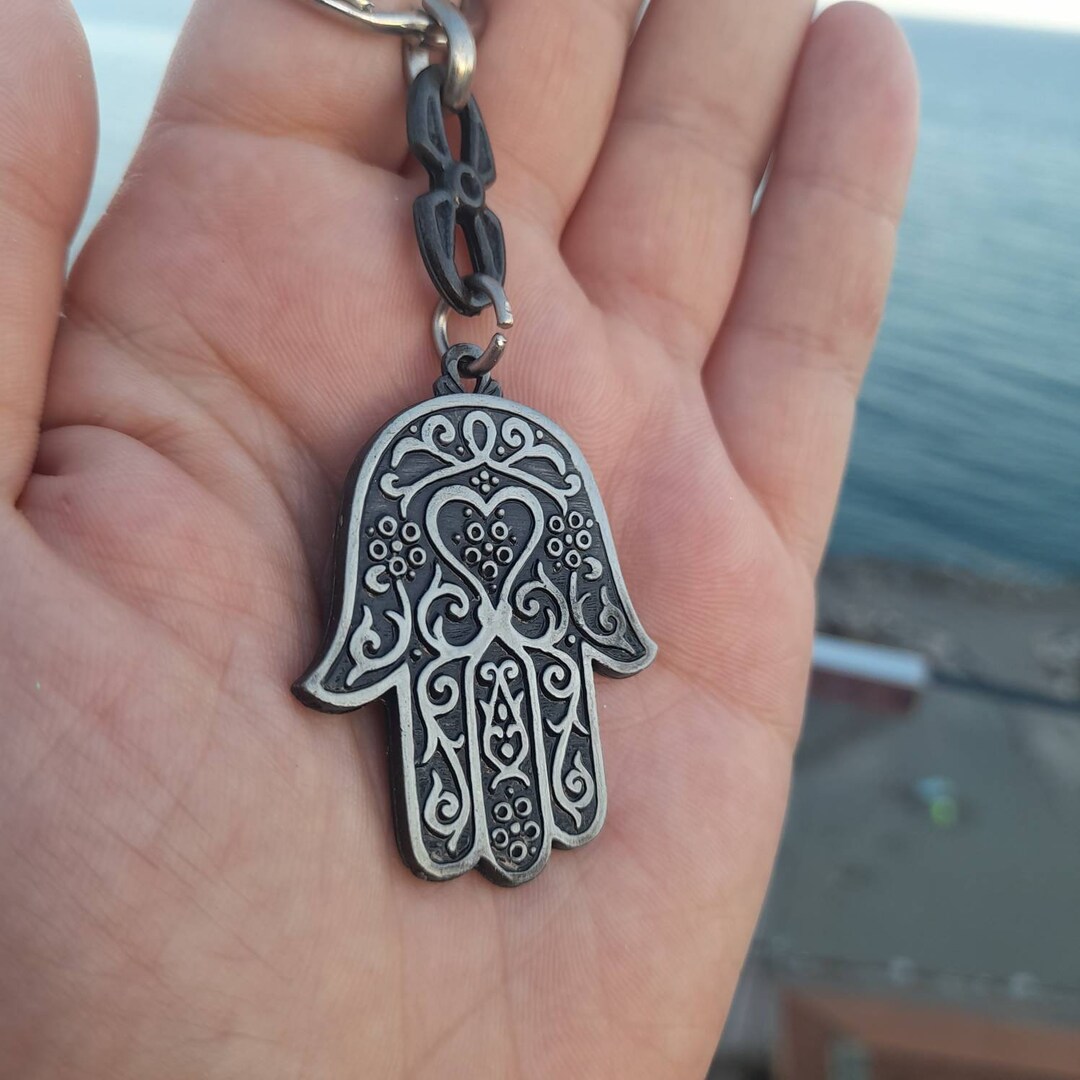 Hamsa Hand Keychain, Fatima Hand, Hamsa Amulet, Spiritual Keyring ...