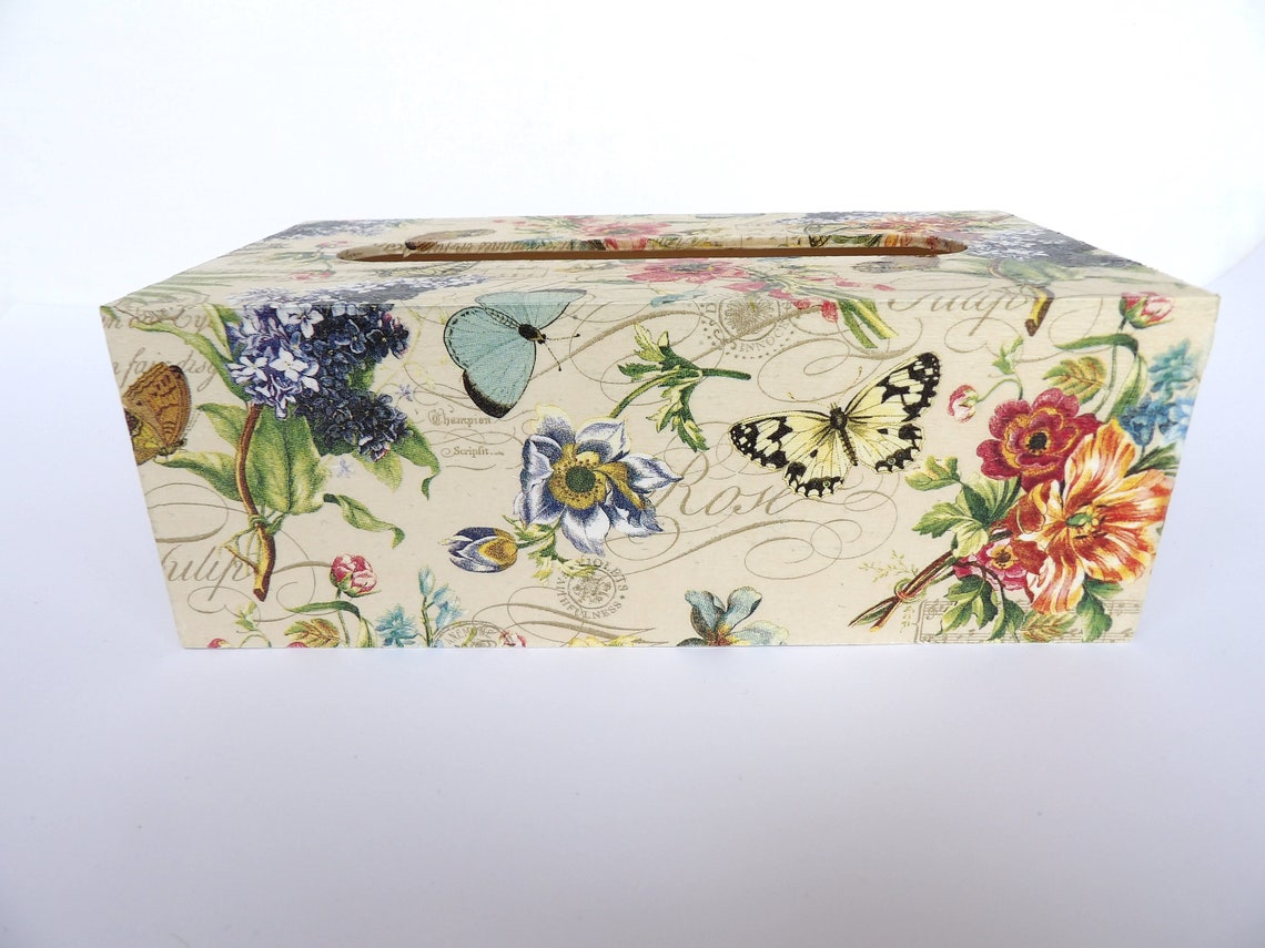 Floral Tissue Box Cover, Rectangular Tissue Box, Flat Napkins Box ...