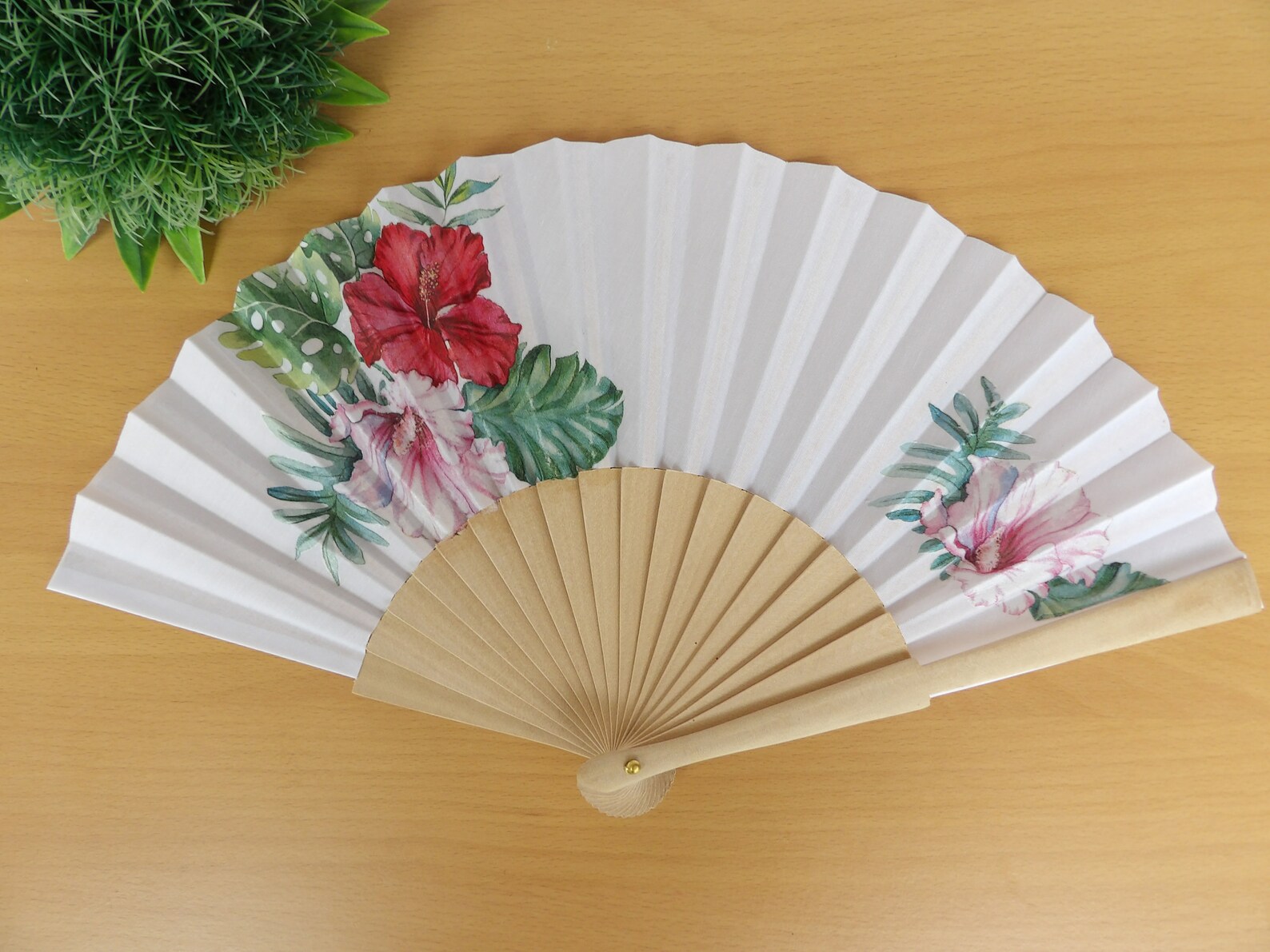 Hibiscus Flowers Hand Fan Floral Holding Fan Evening or - Etsy
