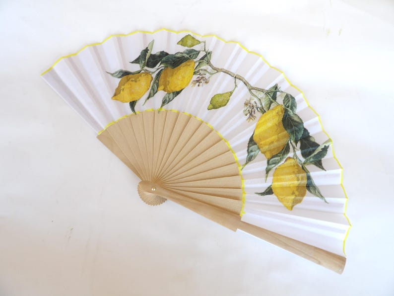 Lemon Hand Fan, Citric Folding Fan, Wedding Hand Fan, Scllop Handheld ...