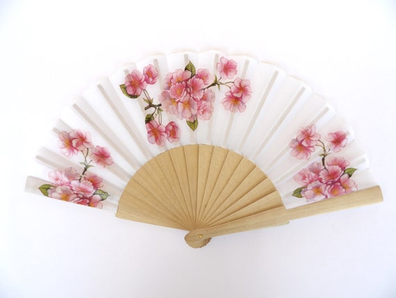 Cherry Blossom Hand Fan Floral Holding Fan Evening or | Etsy