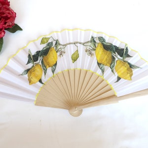 Lemon Hand Fan, Citric Folding Fan, Wedding Hand Fan, Scllop Handheld ...