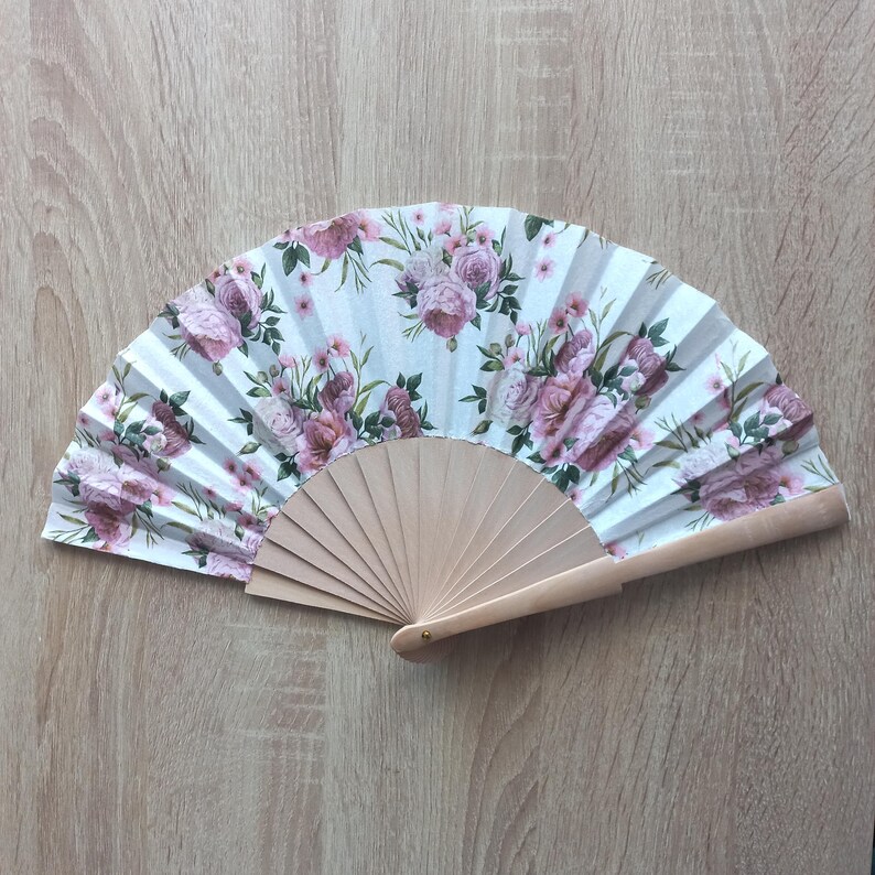 Roses Hand Fan, Floral Holding Fan, Evening or Wedding Dress Accessory ...