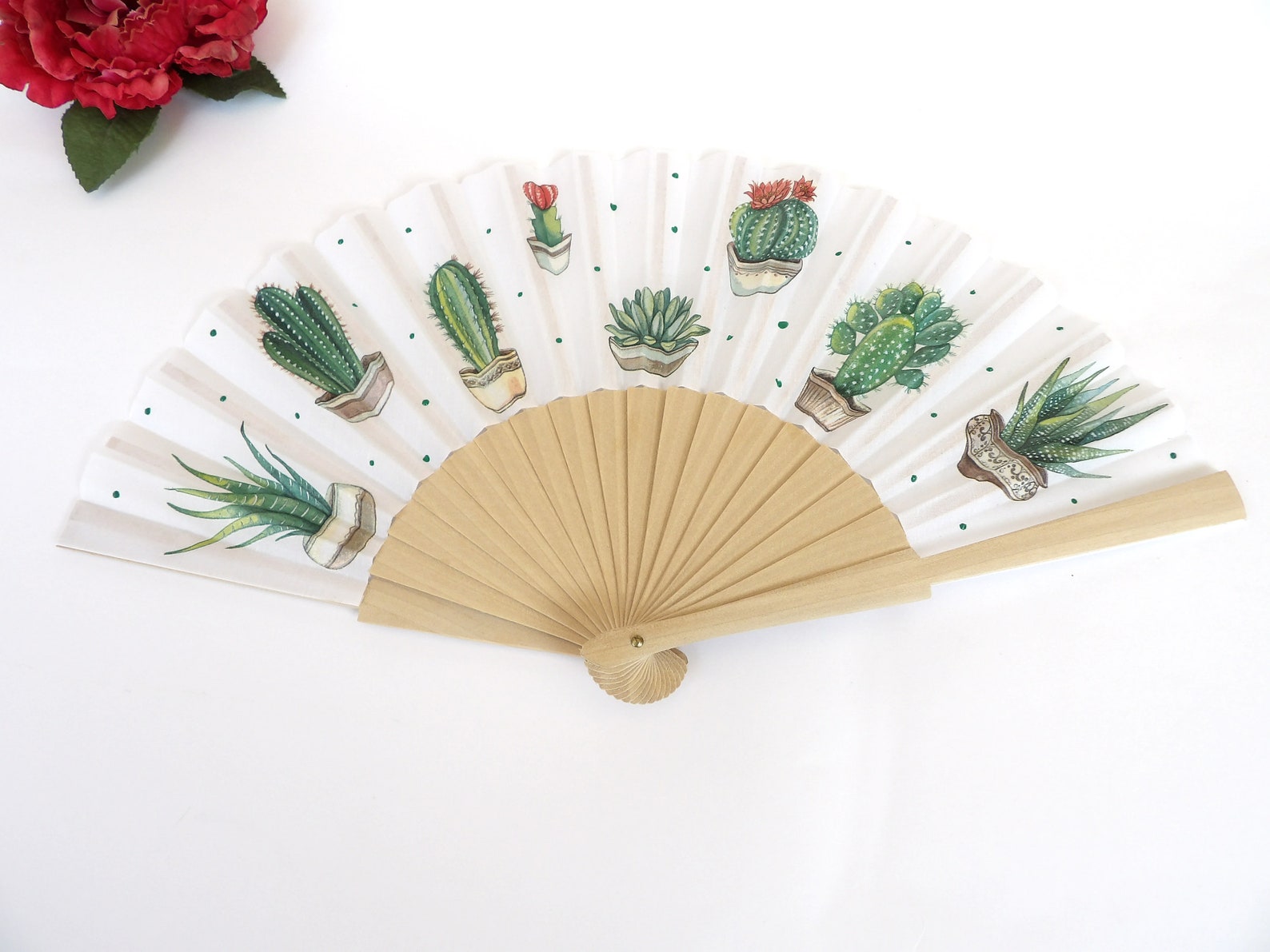 Cactus Hand Fan, Botanical Hand Fan, Suculent Lovers Hand Fan, Floral ...