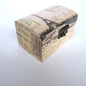 Wooden Keepsake Box, Vintage Paris Post Card, Trinket Box, Small Wooden ...