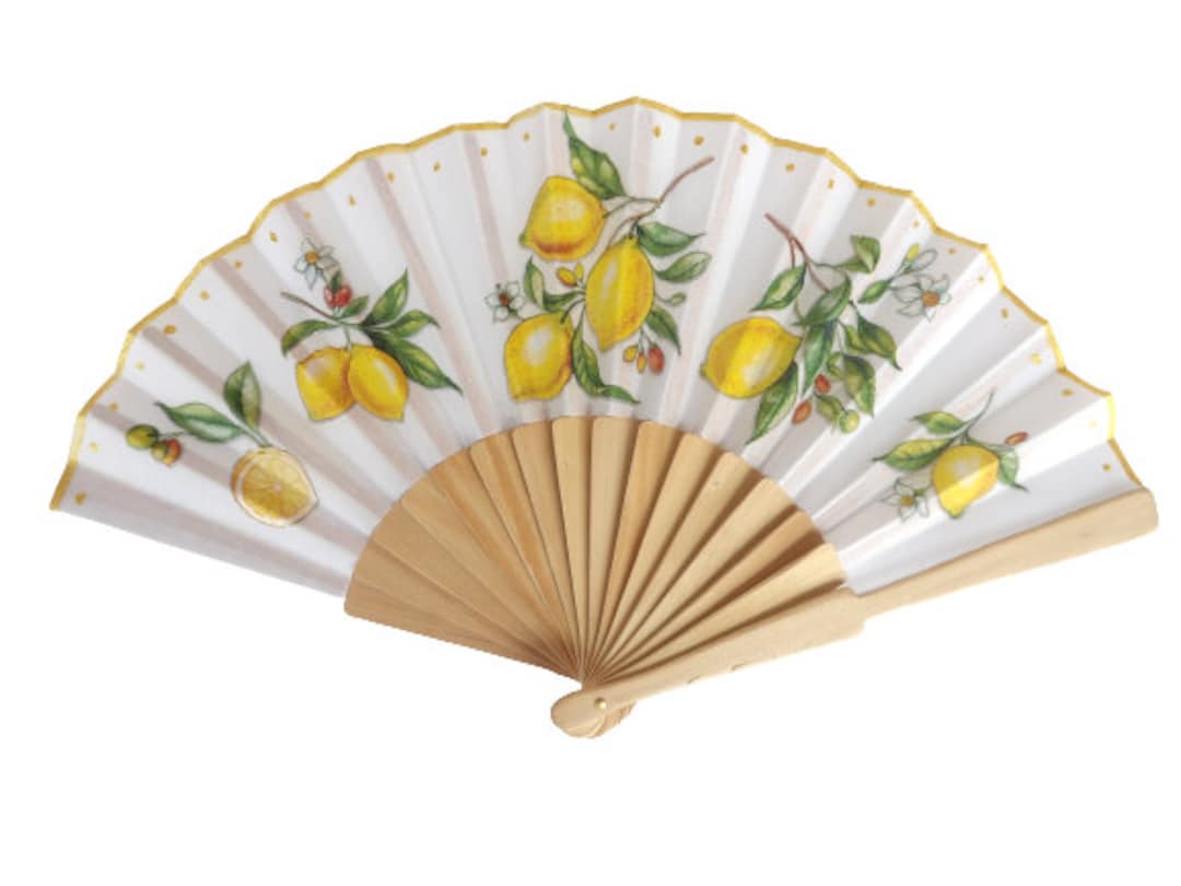 Lemons Hand Fan, Citric Folding Fan, Wedding Hand Fan, Scllop Handheld ...