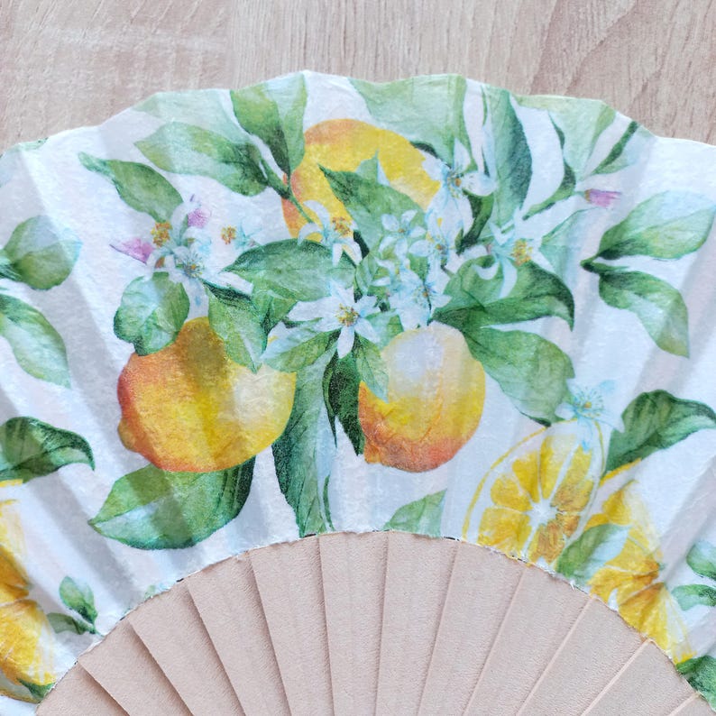 Lemon Hand Fan, Citric Folding Fan, Wedding Hand Fan, Scllop Handheld ...