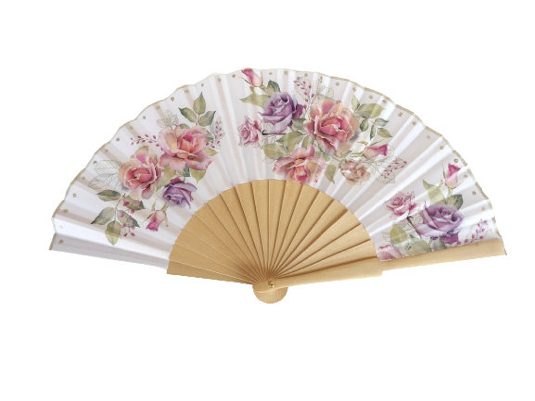 Wedding Hand Fan With Roses, Floral Holding Fan, Evening Dress ...