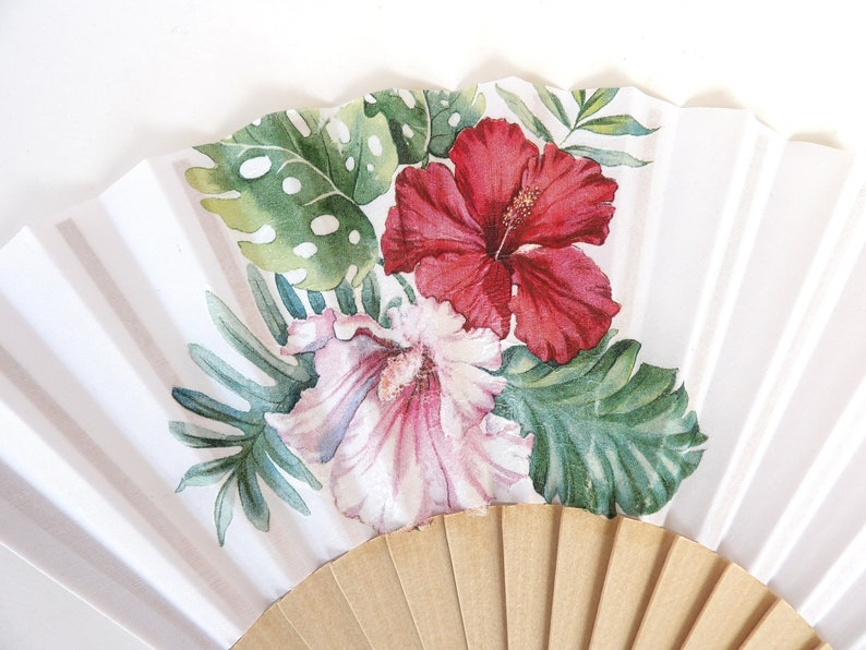 Hibiscus Flowers Hand Fan Floral Holding Fan Evening or | Etsy