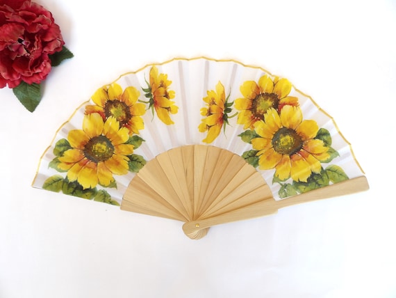 Sunflowers Hand Fan Floral Folding Fan Wedding Hand Fan - Etsy
