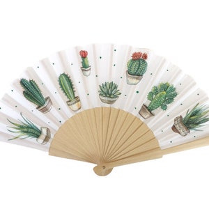 Cactus Hand Fan, Botanical Hand Fan, Suculent Lovers Hand Fan, Floral ...