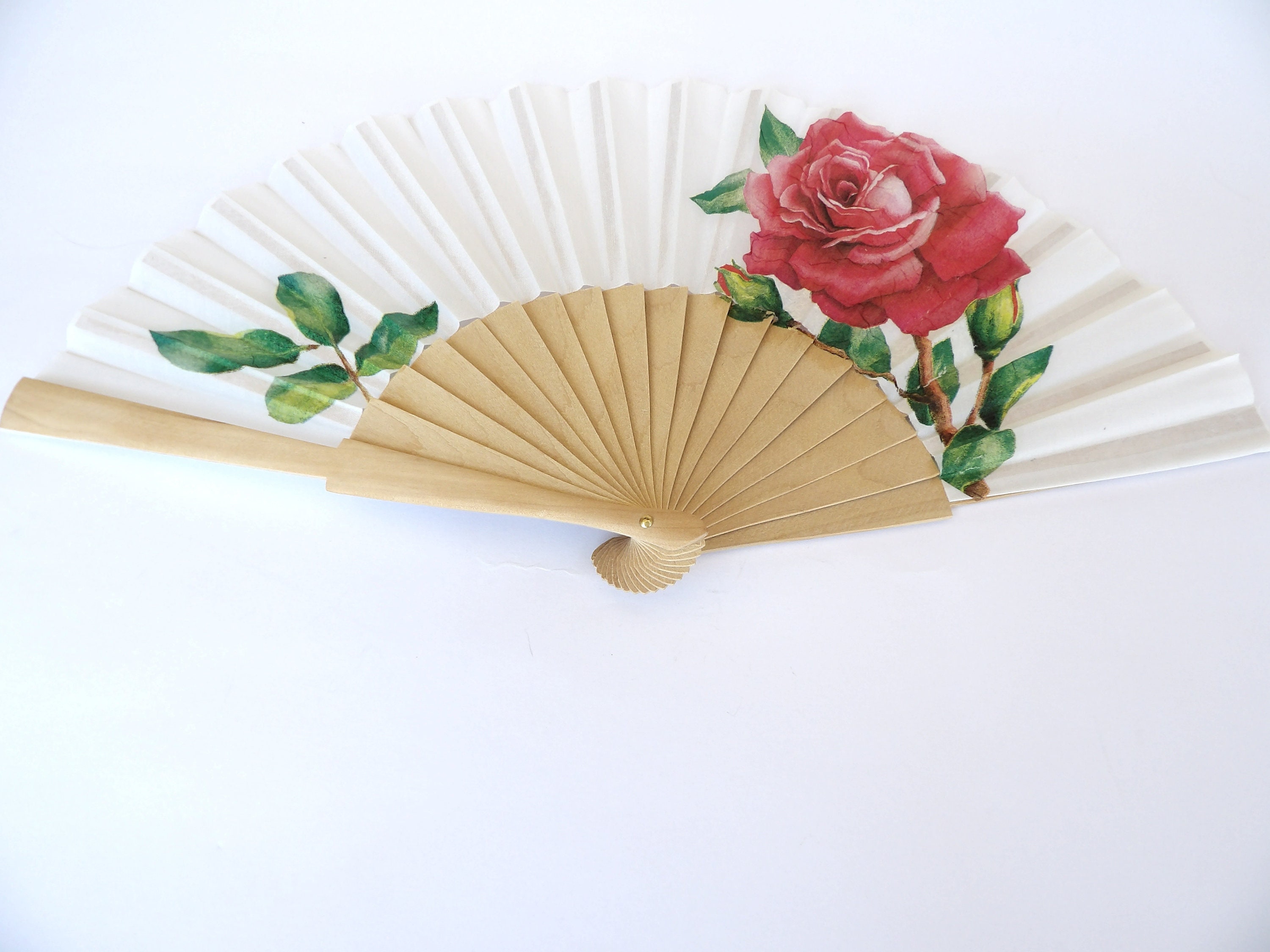 Red Rose Hand Fan Woman Hand Fan Spanish Fan Hot Summer - Etsy