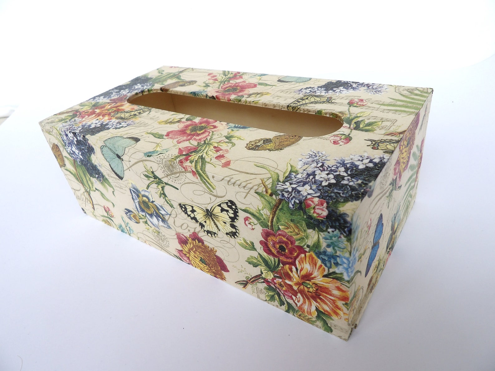 Floral Tissue Box Cover, Rectangular Tissue Box, Flat Napkins Box ...