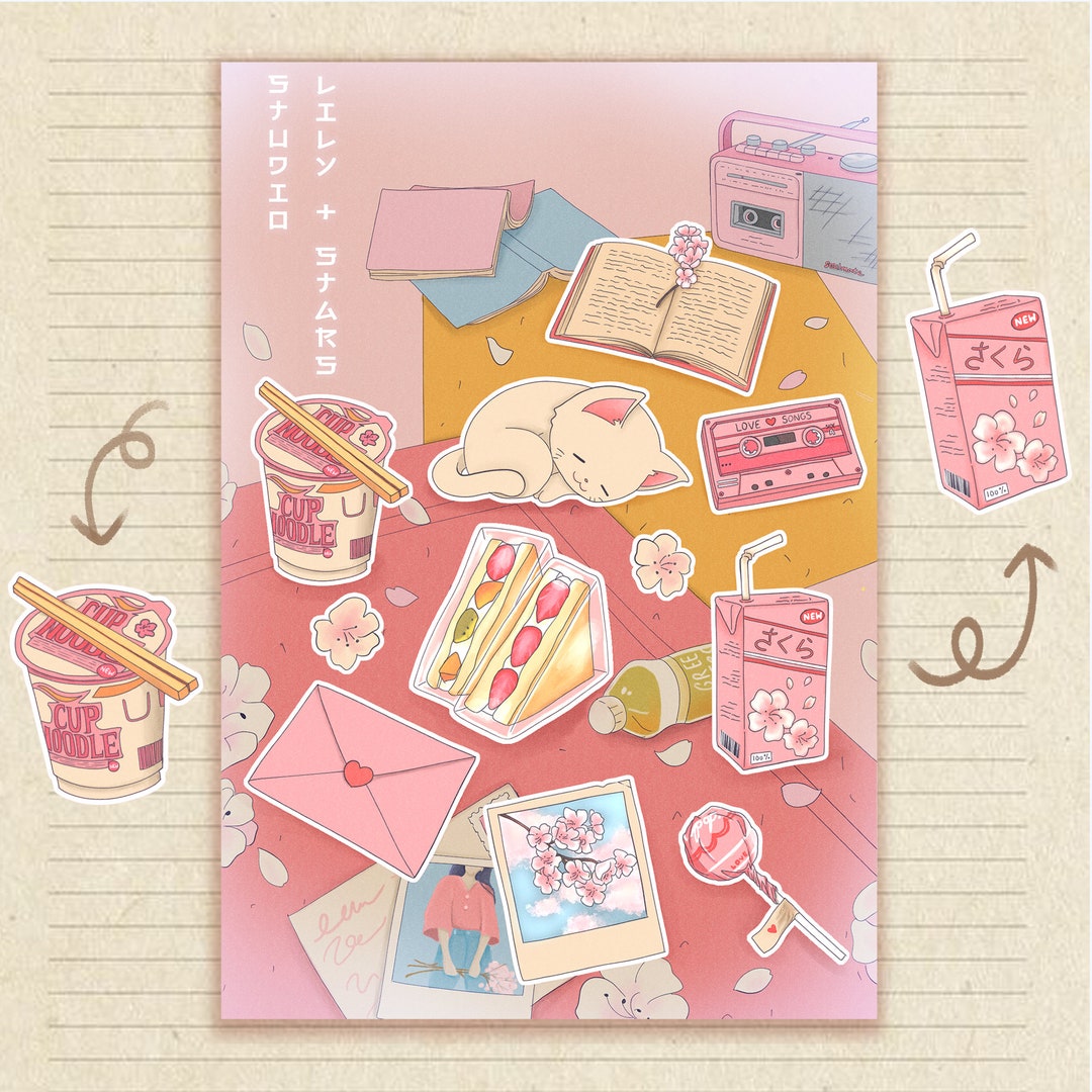 Hanami Sticker Sheet • Japanese Picnic • Aesthetic Spring Planner ...