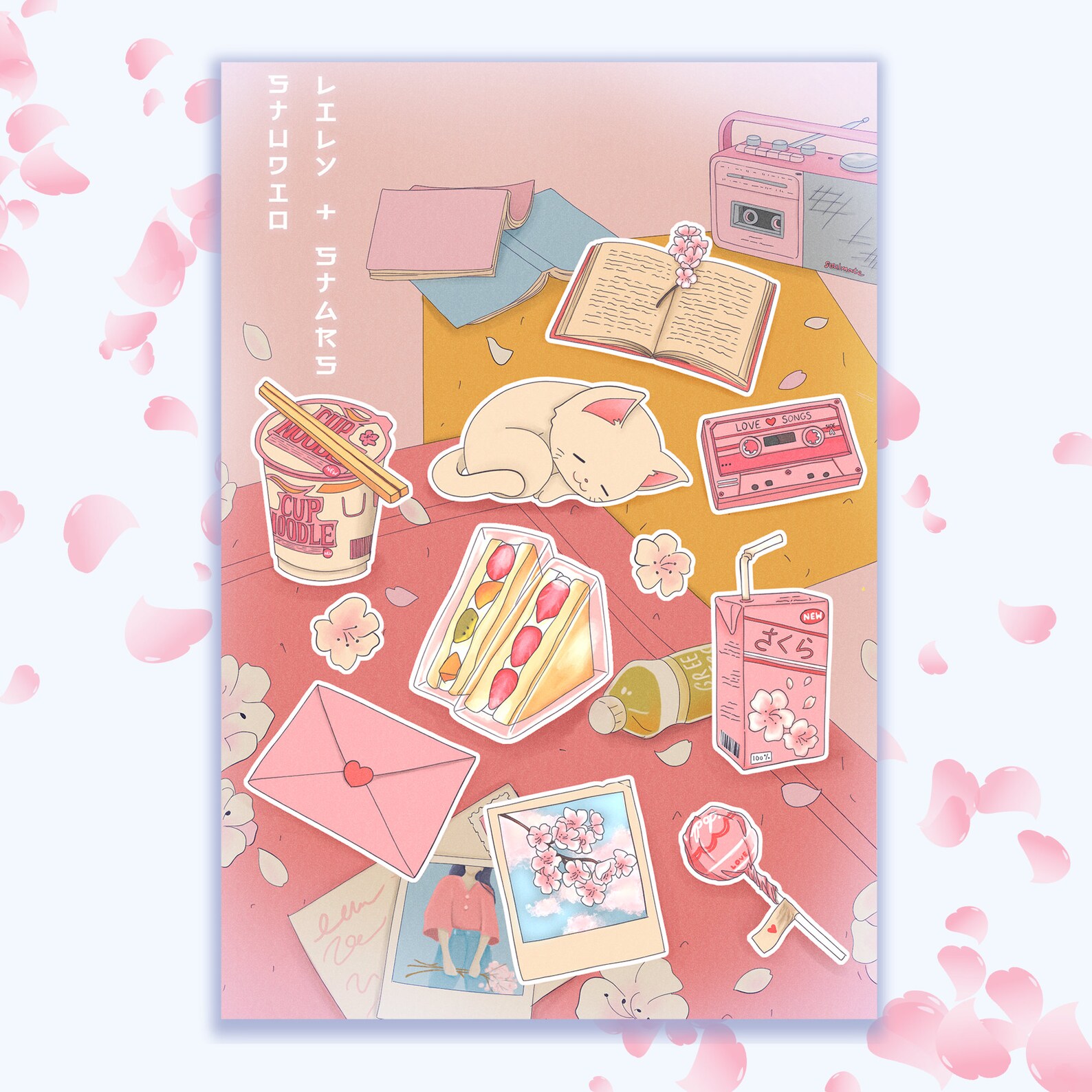 Hanami Sticker Sheet Japanese Picnic Aesthetic Spring - Etsy